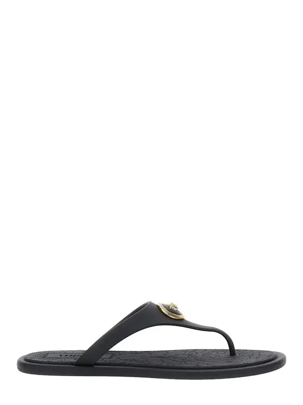 Versace Rubber Medusa Detail Slides - Black
