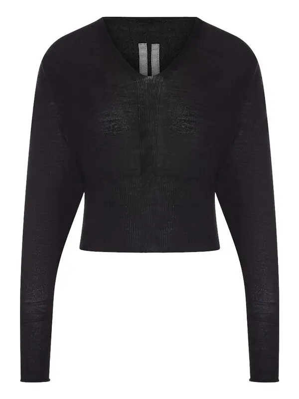Rick Owens Cropped V-neck Sweater - Black
