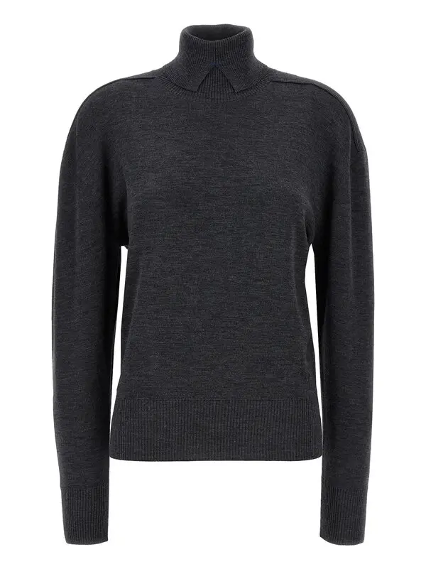 Burberry High Neck Wool Sweater - Gray
