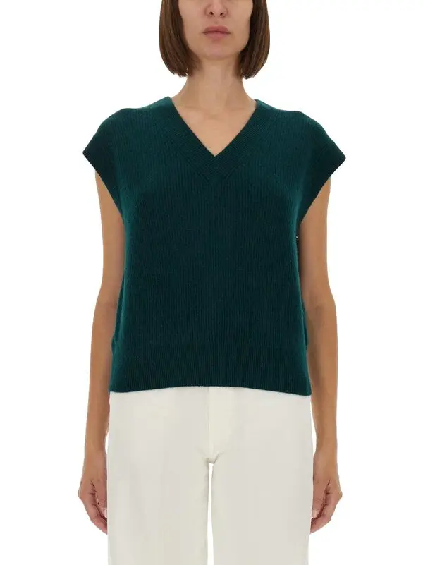 Guest In Residence Cashmere Ribbed Knit Vest - Green