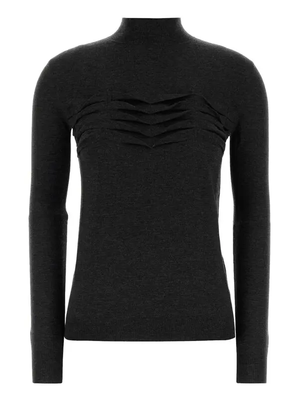 JIL SANDER Charcoal Wool Blend Sweater - Gray