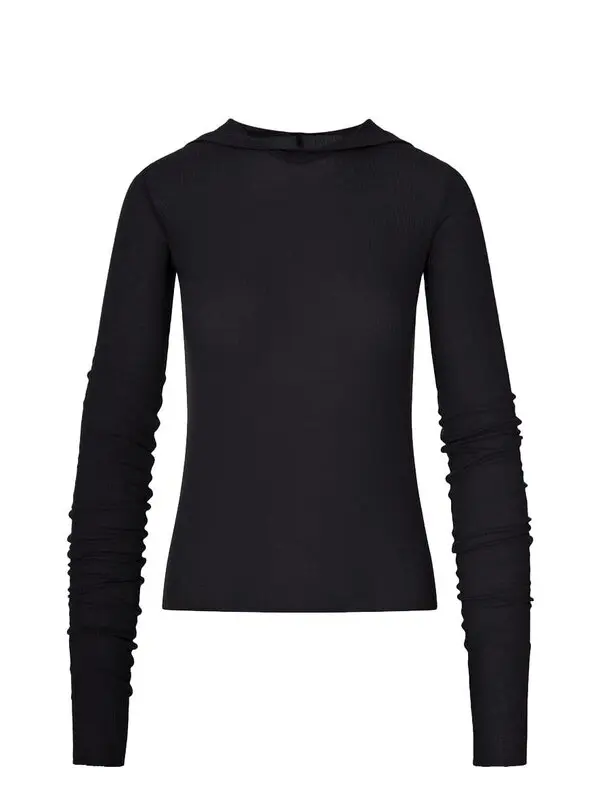 Rick Owens Ribbed Knit Hoodie - Black
