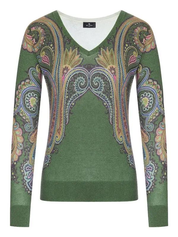 Etro Paisley Silk Cashmere Sweater - Green