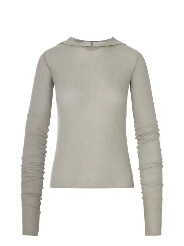 Rick Owens Ribbed Knit Hoodie - Cream