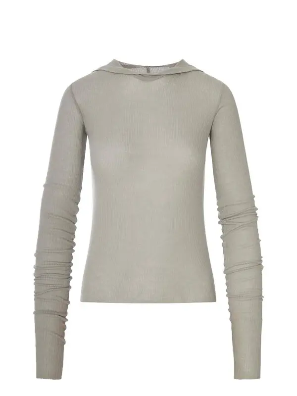 Rick Owens Ribbed Knit Hoodie - Cream