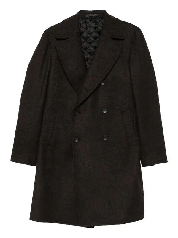 Tagliatore Textured Double-breasted Coat - Brown