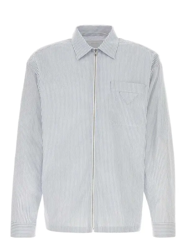 Prada Striped Cotton Poplin Shirt With Zip - Blue