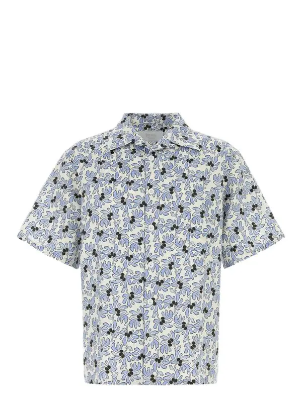 Prada Printed Cotton Poplin Shirt - Cream