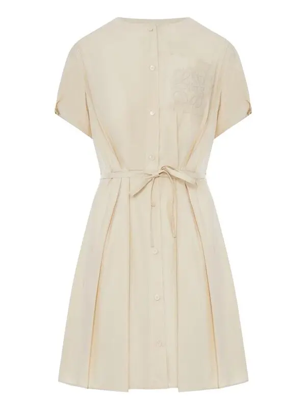 Loewe X Paula`s Ibiza Cotton Poplin Chemisier With Anagram Embroidery - Cream