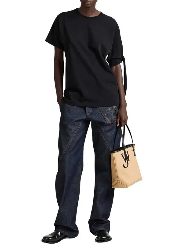 JW Anderson Knotted Sleeve Jersey T-shirt - Black