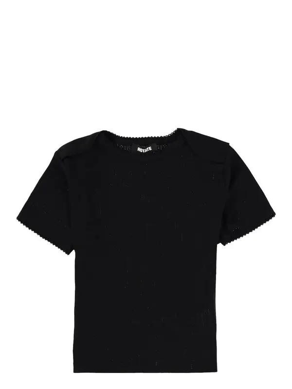 ROTATE BY BIRGER CHRISTENSEN Pointelle T-shirt - Black