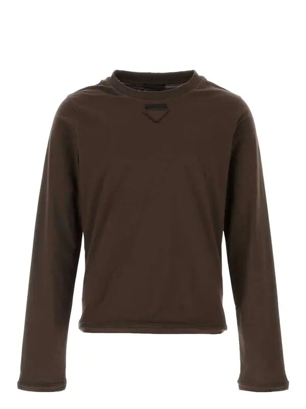 Prada Cotton T-shirt With Logo - Brown