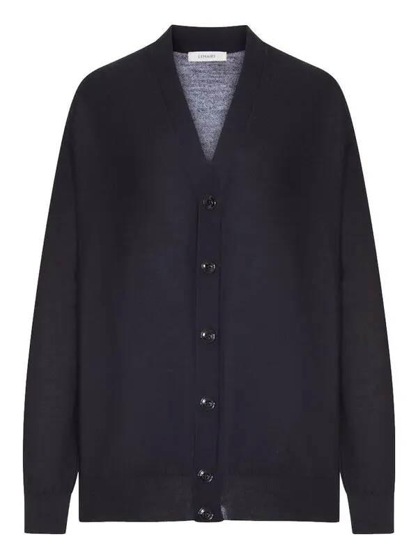 LEMAIRE Relaxed Twisted Merino Blend Cardigan - Black