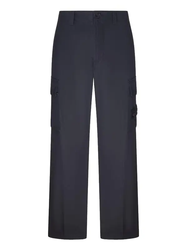 Stone Island Wide Leg Cargo Pants - Black