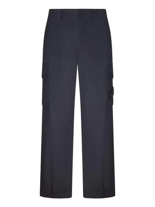 Stone Island Wide Leg Cargo Pants - Black