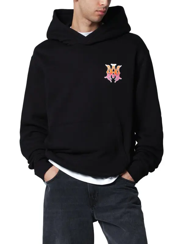 Amiri Logo Printed Brushed Cotton Hoodie - Black