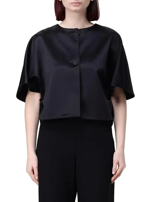 Max Mara Short Satin Jacket With Back Bow - Black