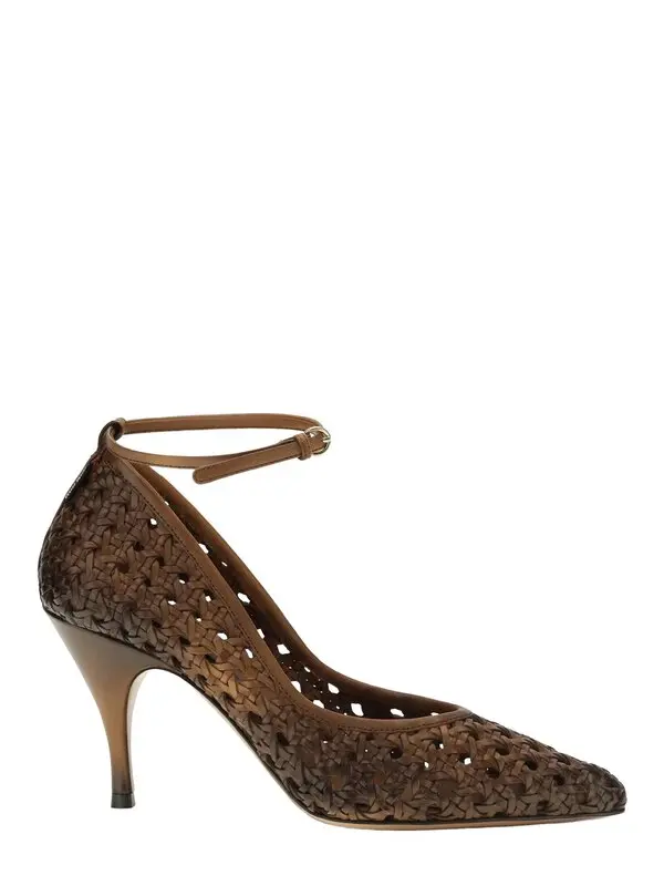 Miu Miu Woven Leather Pumps - Cream
