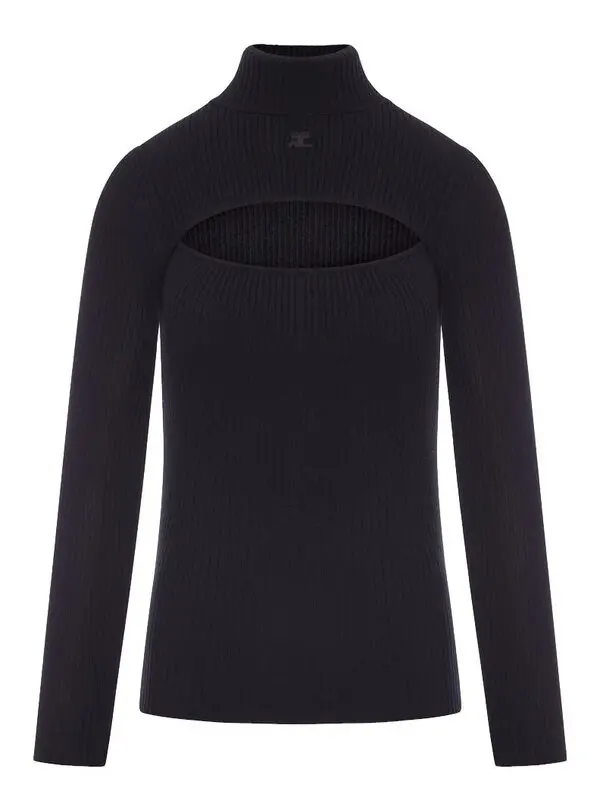 COURREGES Ribbed Sweater - Black