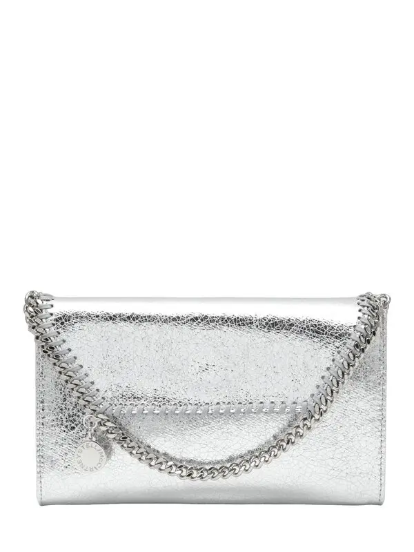 Stella McCartney Falabella Metallic Crossbody Wallet Bag - Silver