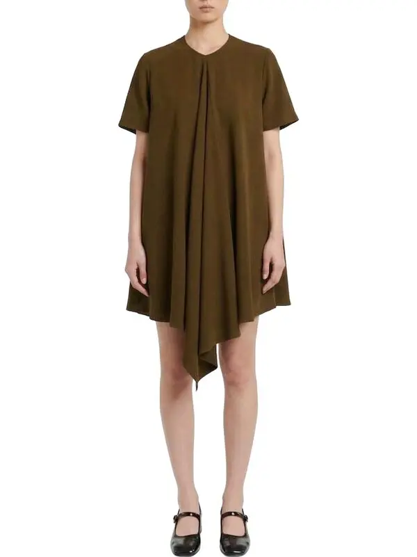 Loewe Asymmetric Viscose Dress - Brown