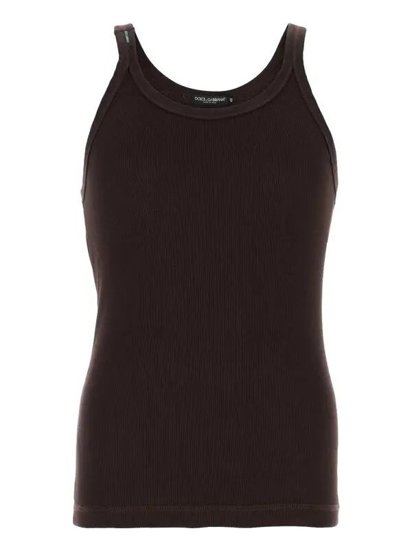 Dolce & Gabbana Chocolate Cotton Tank Top - Brown