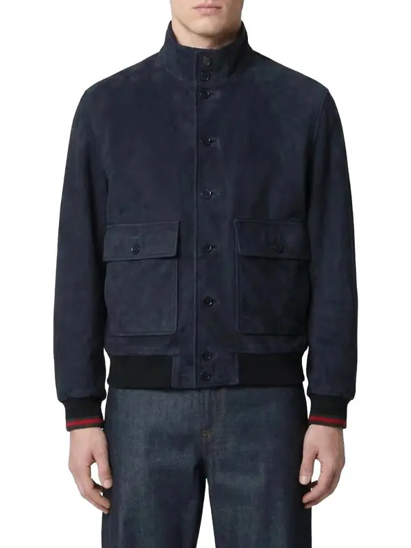 Gucci Suede Bomber Jacket - Blue