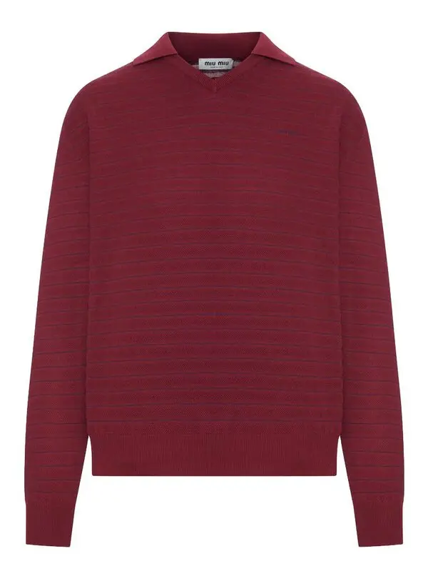 Miu Miu V-neck Cotton Sweater - Multicolor