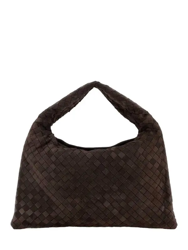 Bottega Veneta Hop Bag In Intrecciato Suede - Brown
