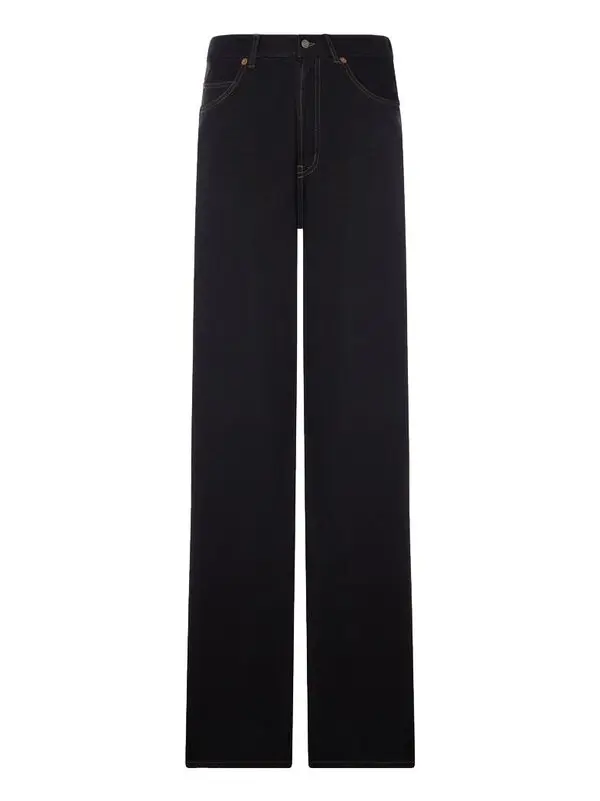 Saint Laurent Wide Leg High Waist Denim Jeans - Black