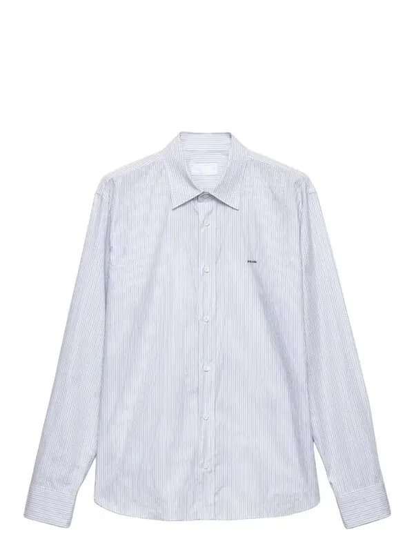 Prada Striped Cotton Poplin Shirt - Blue