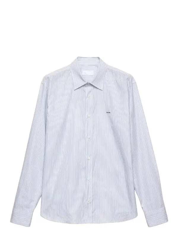Prada Striped Cotton Poplin Shirt - Blue