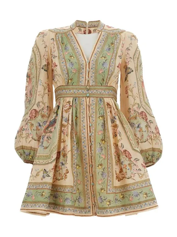Zimmermann Roselight Linen Mini Dress - Multicolor
