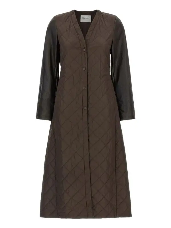 Max Mara Quilted Long Jacket - Green