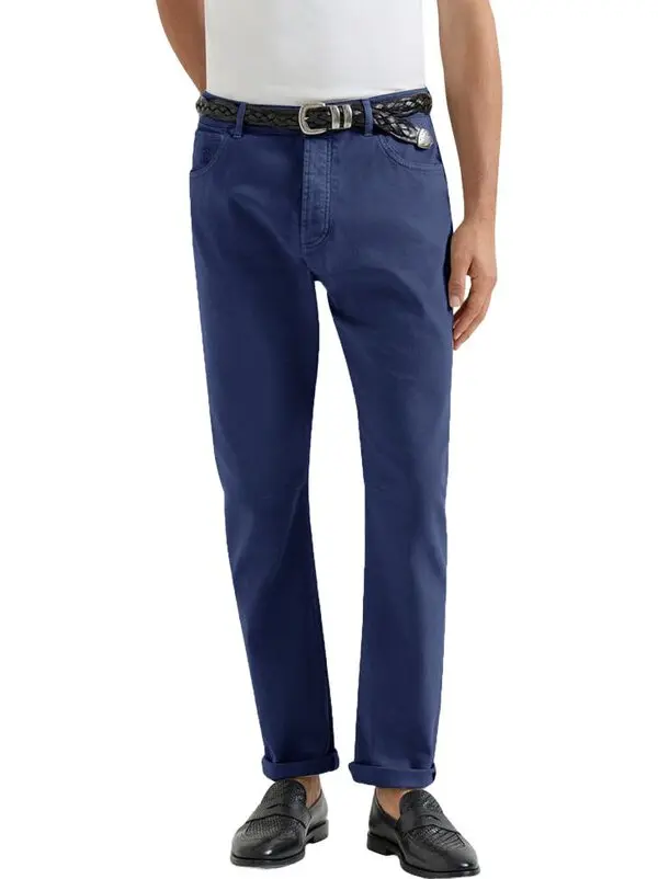 Brunello Cucinelli Five-pocket Garment-dyed Denim Trousers - Blue