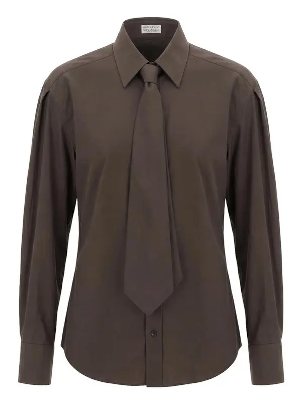 Brunello Cucinelli Cotton Tie Detailed Shirt - Multicolor