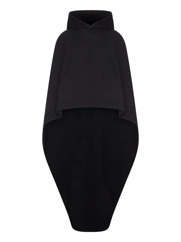 Balenciaga Oversized Asymmetric Hooded Sweatshirt Cape - Black
