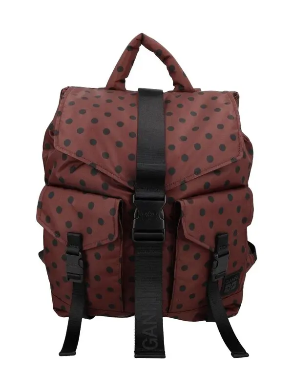GANNI Polka Dot Backpack - Brown