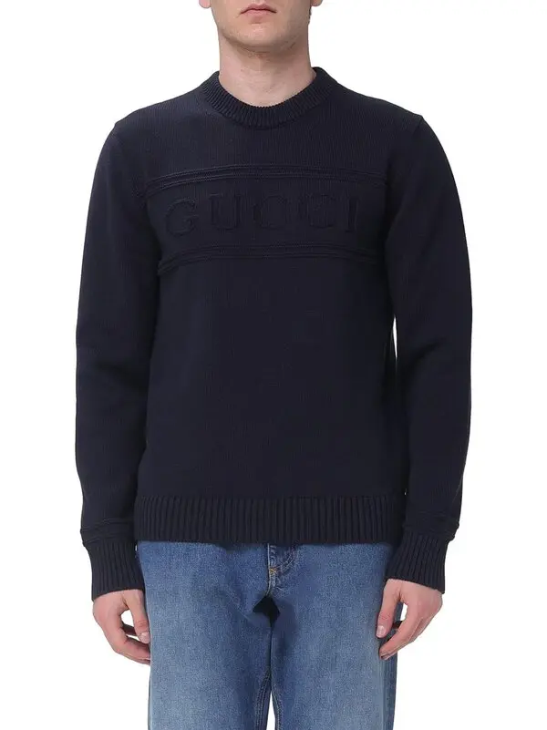 Gucci Cotton And Wool Crewneck Pullover - Blue