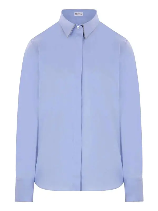 Brunello Cucinelli Monili Trimmed Poplin Shirt - Multicolor