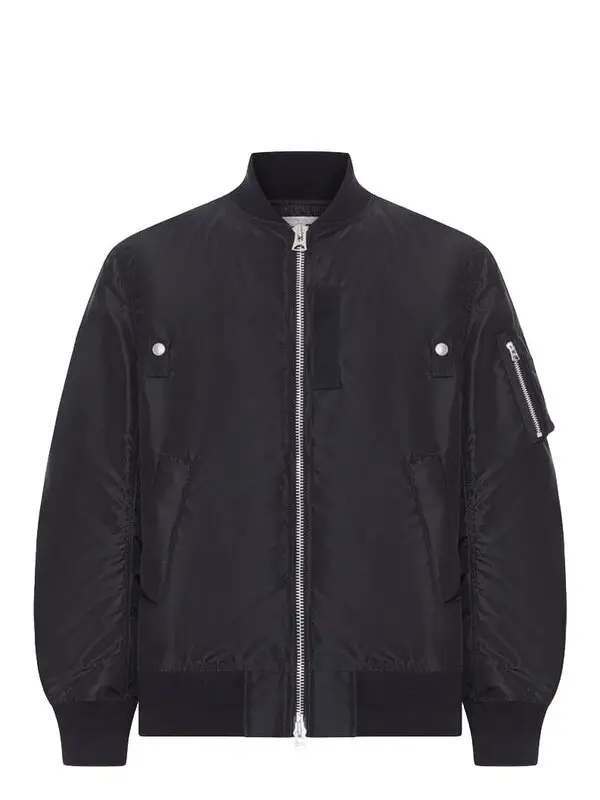 Sacai Nylon Bomber Jacket With Zip - Black