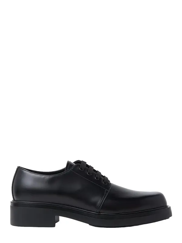 Prada Brushed Leather Derby Shoes - Black