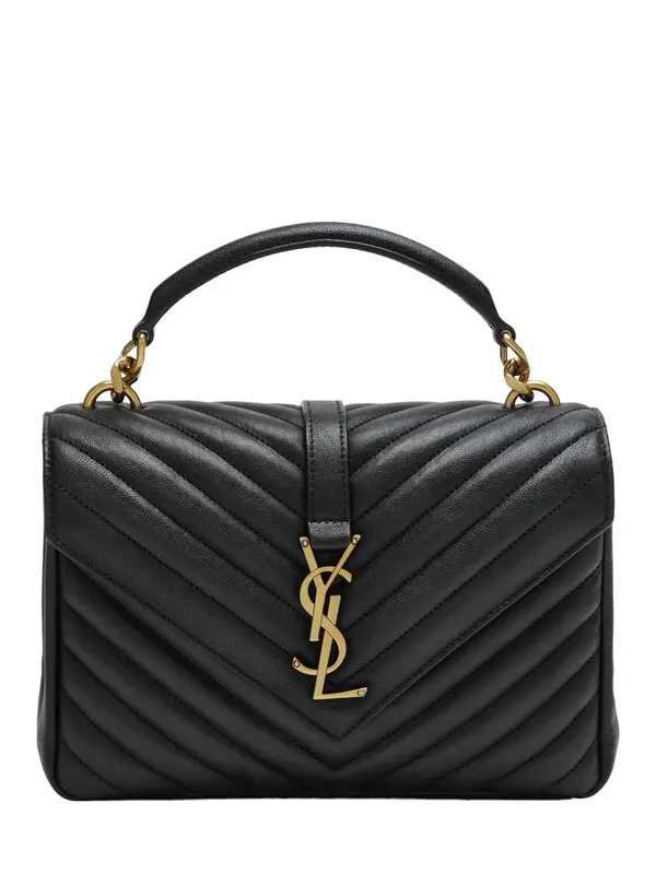 Saint Laurent College Bag In Quilted Leather - Black
