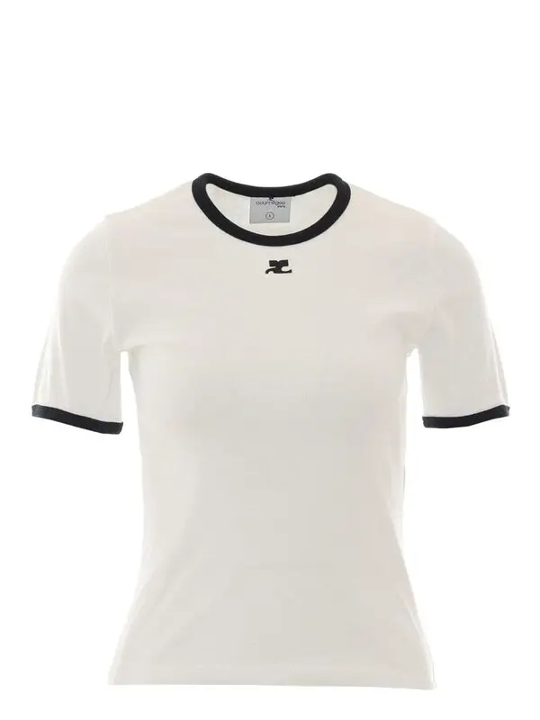 COURREGES Signature Contrast T-shirt - White