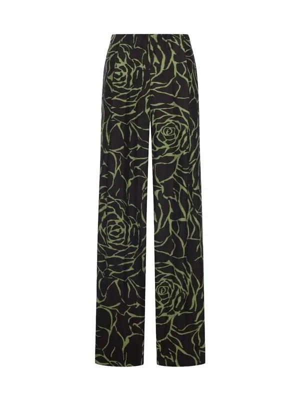 Dries Van Noten Wide Leg Trousers With Print - Black