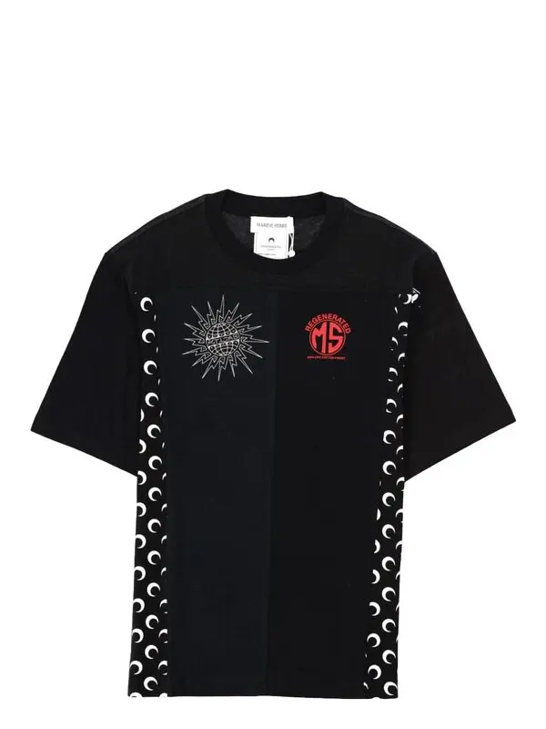 MARINE SERRE T-shirt Upcycled Con Stampa - Black