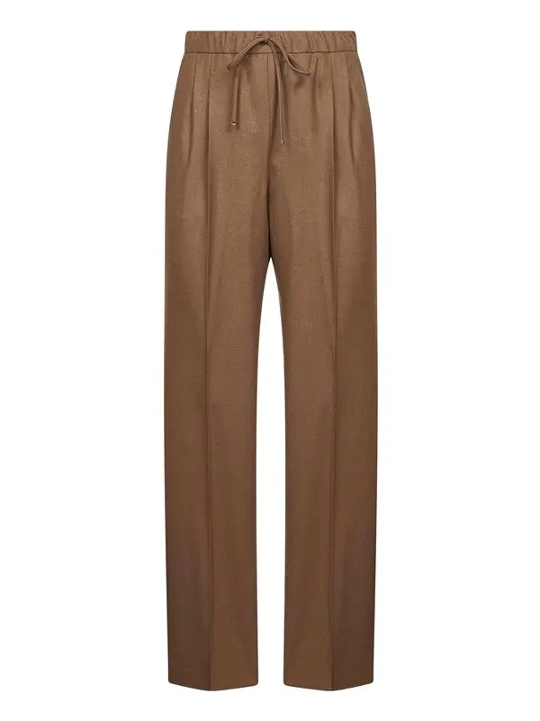 Max Mara Tobacco Stretch Cashmere Gatti Drawstring Trousers - Multicolor