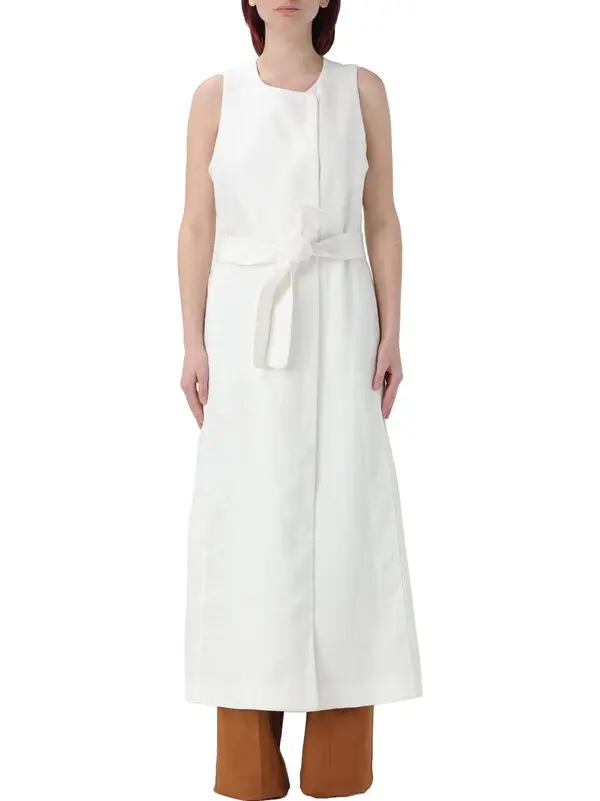 Max Mara Sleeveless Belted Waistcoat Dress - White