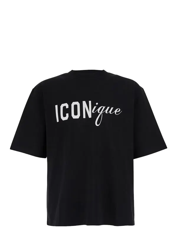 Dsquared2 T-shirt With Round Neck And Logo On The Front In Cotton For - Black
