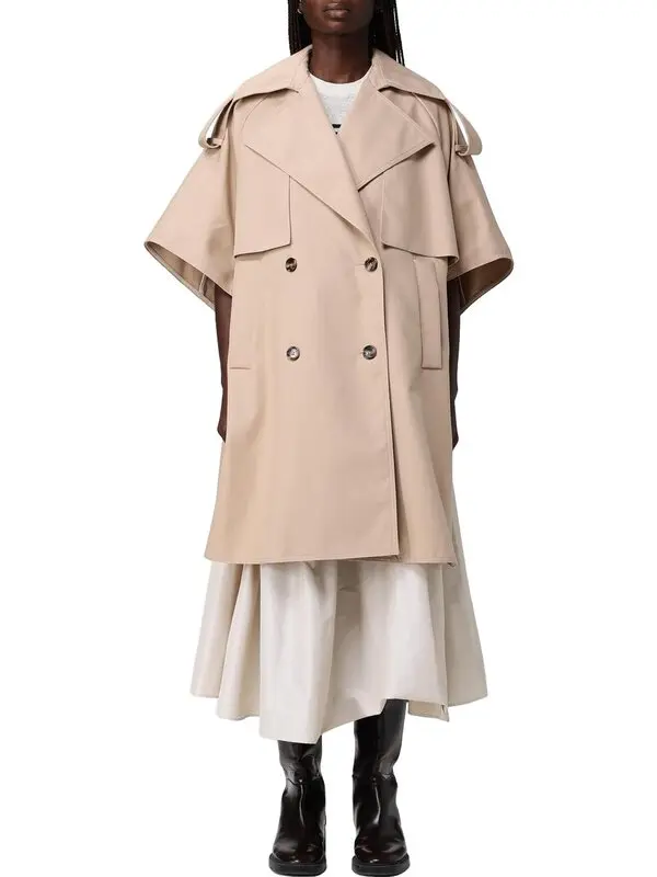 Max Mara Oversized Cotton Double Breasted Trench Coat - White